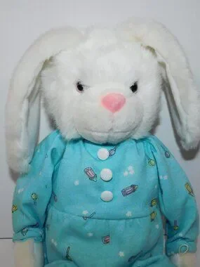 Toys | Vtg 1996 Little Snoozems Blue Pajamas White Bunny Rabbit Plush ...
